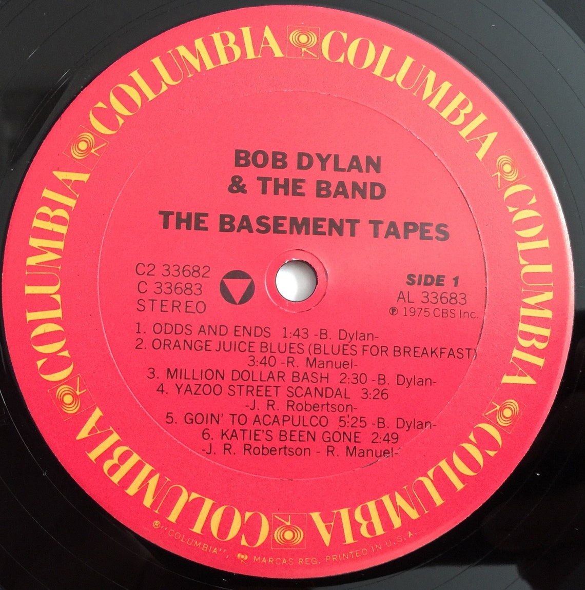 Vintage Classic '75 Vinyl Bob Dylan & the Band the BASEMENT TAPES ...