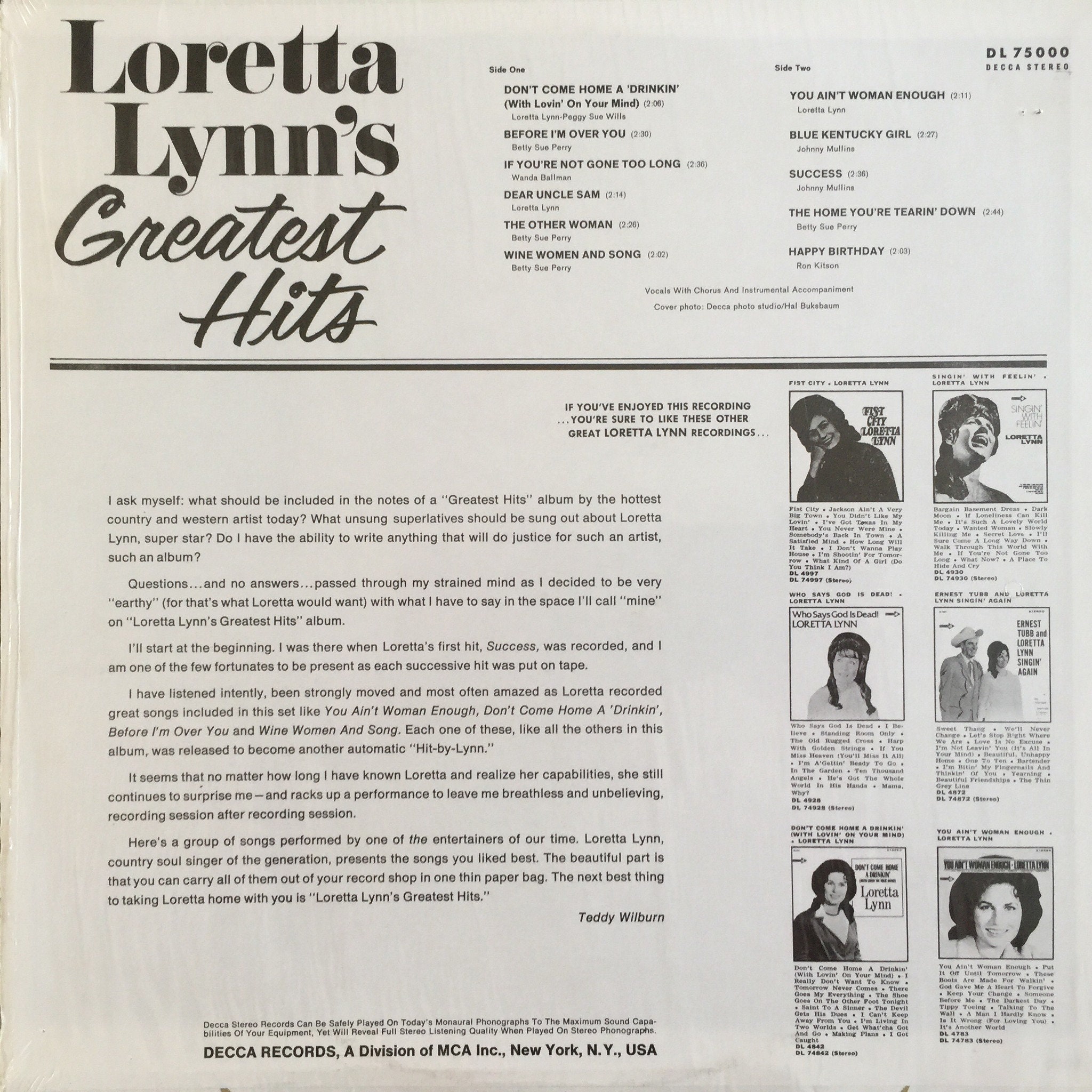 Rare Classic 60s Country Vinyl LORETTA LYNN Greatest Hits Record Album ...