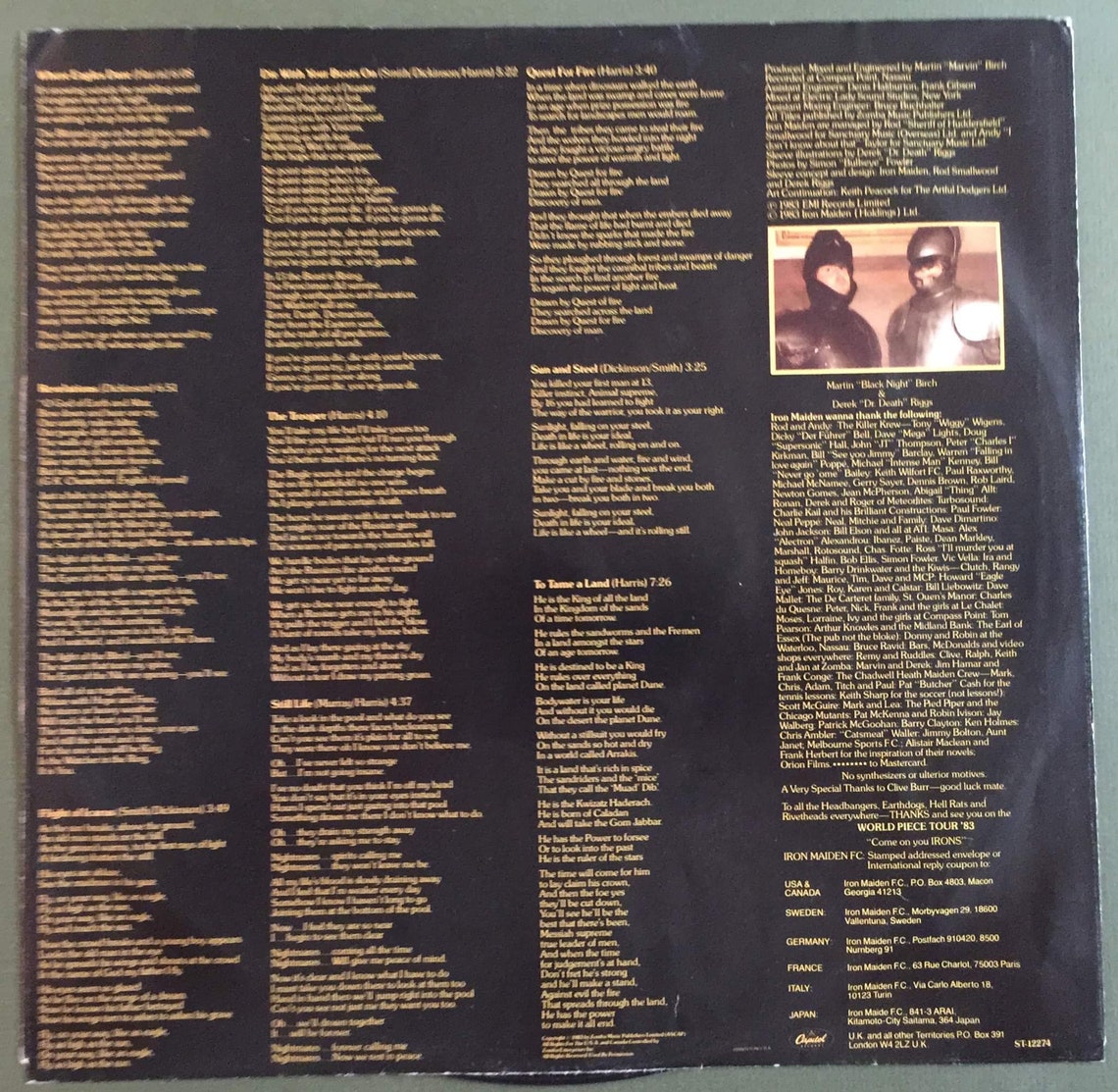 Rare Vintage '83 Heavy Metal Vinyl IRON MAIDEN Piece of Mind Record ...