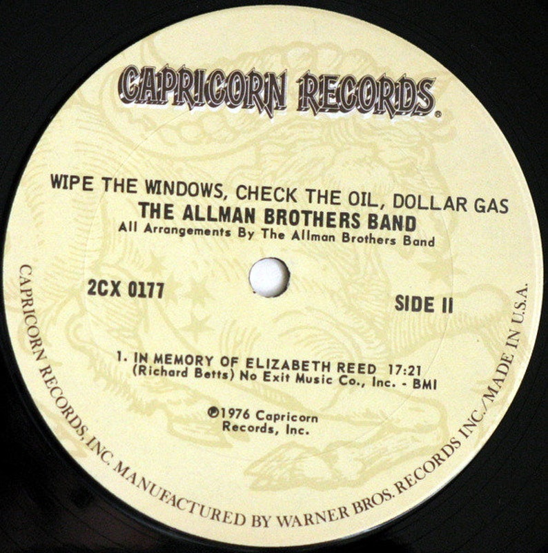 Original '76 ALLMAN BROTHERS Wipe the Windows Check the Oil Dollar Gas ...