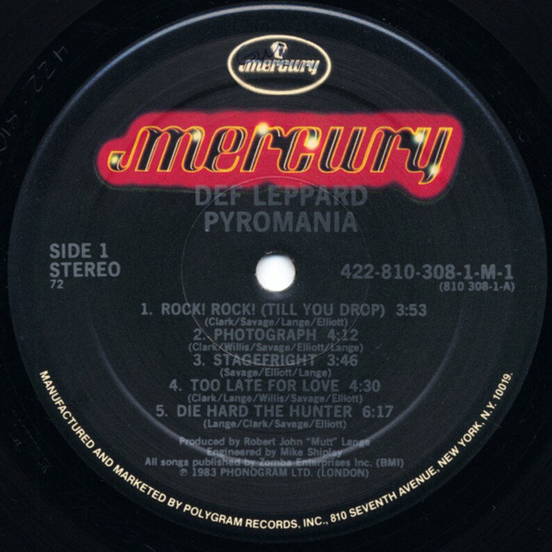 Vintage '83 Vinyl DEF LEPPARD Pyromania Record Album Heavy Metal 80s Classic ORIGINAL 1980s ...