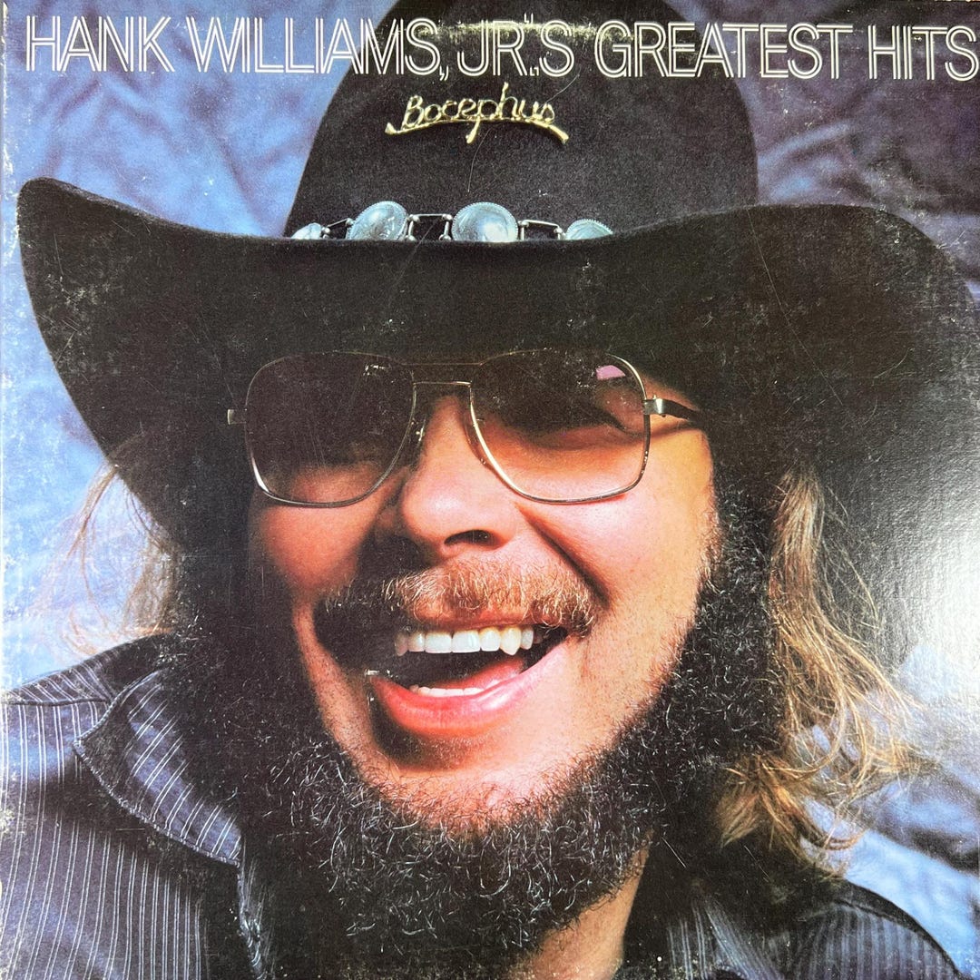 Rare Original '82 Outlaw Vinyl HANK WILLIAMS JR. Greatest Hits Record ...