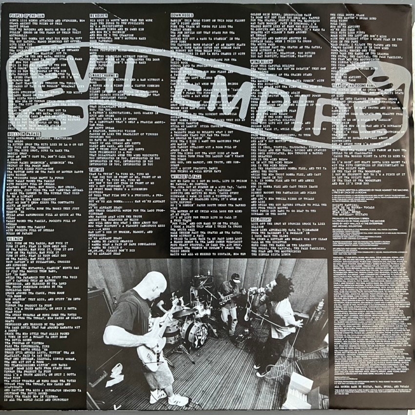 Rare '96 Rage Against the Machine EVIL EMPIRE Record Album 90s Alternative Rock Original Tom ...