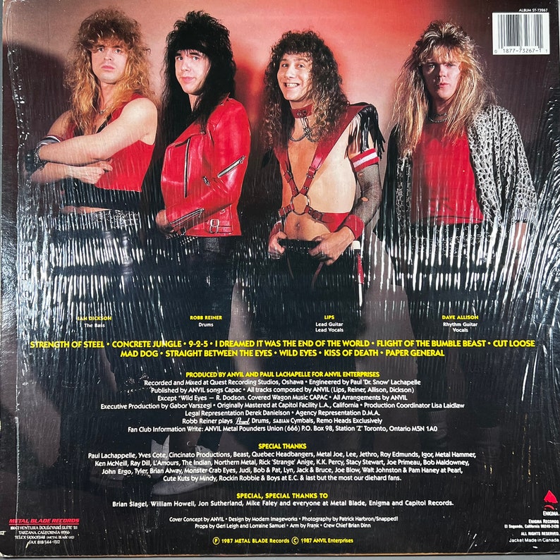 Original '87 Vinyl ANVIL Strength of Steel Record Album 80s Heavy Metal ...