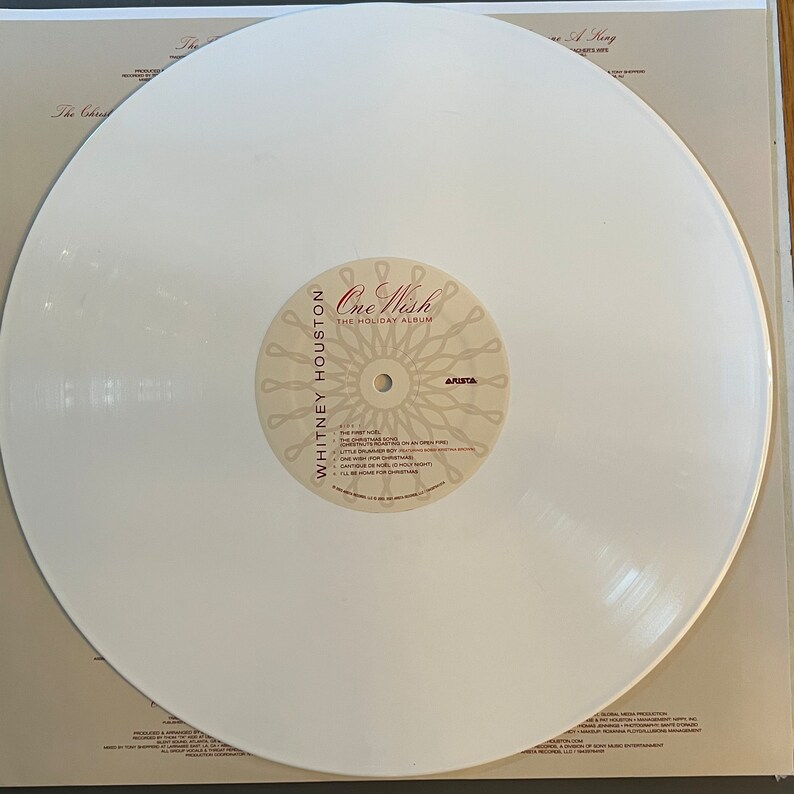 Classic WHITNEY HOUSTON One Wish the Holiday Album WHITE Vinyl ...