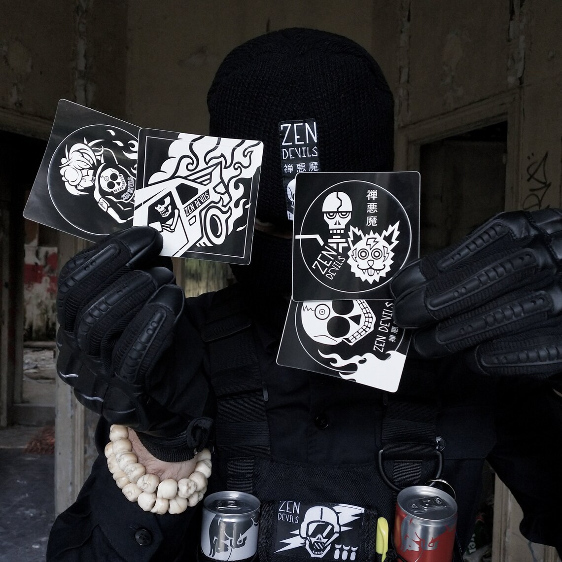 Zen Devils Sticker Pack Black White Dark Techwear Cyberpunk - Etsy