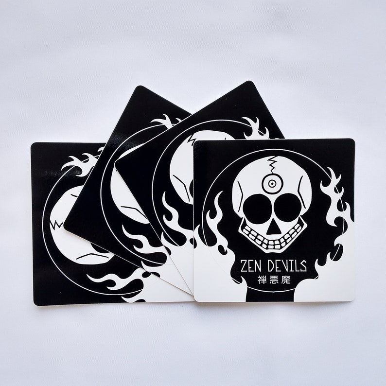Zen Devils Sticker Pack Black White Dark Techwear Cyberpunk - Etsy