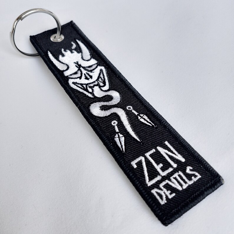 Zen Devils - the Tiger / Demon Embroidered Keychain Kunai Kanji ...