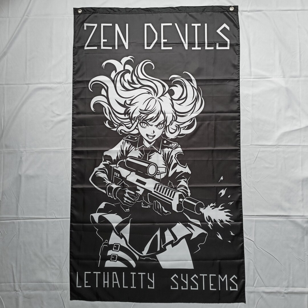 Zen Devils - the Flamethrower Waifu Flag Black White Tactical Techwear ...