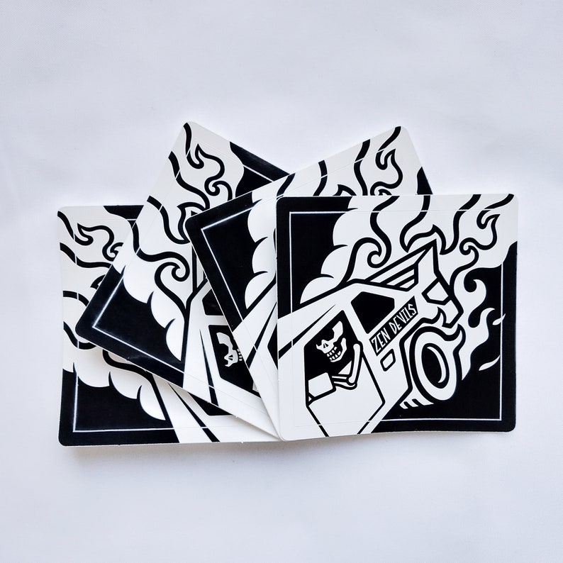Zen Devils Sticker Pack Black White Dark Techwear Cyberpunk - Etsy