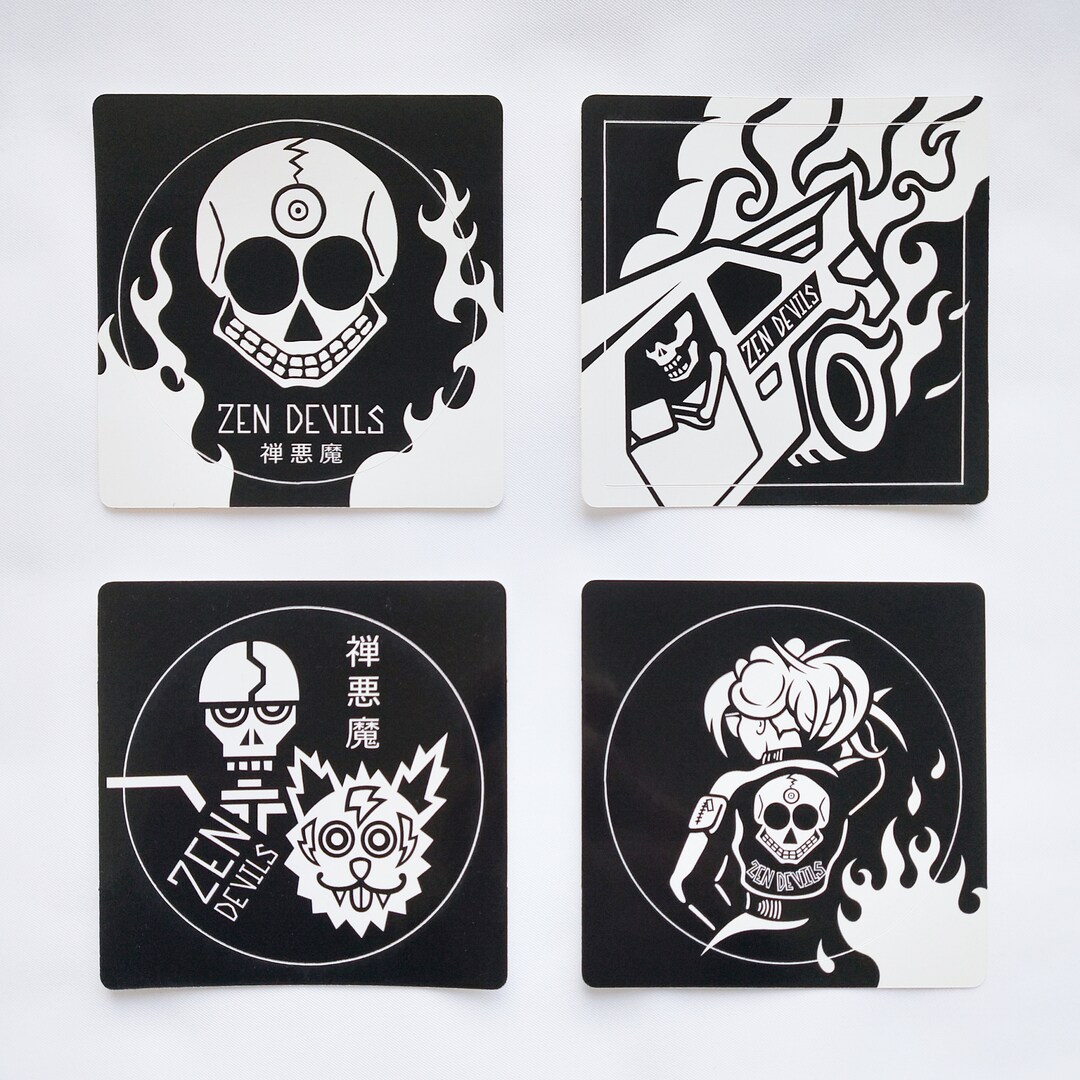 Zen Devils - Sticker Pack Black White Dark Techwear Cyberpunk Goth Sci ...