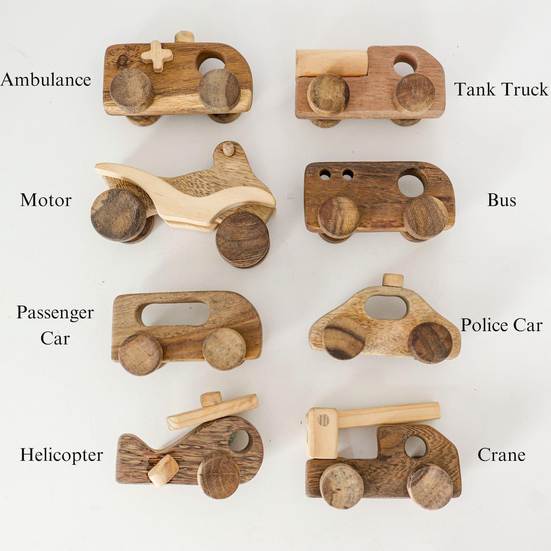 8 Vehicles Safe Wooden Toy for Kids Durable & Fun Wooden City Cars ...