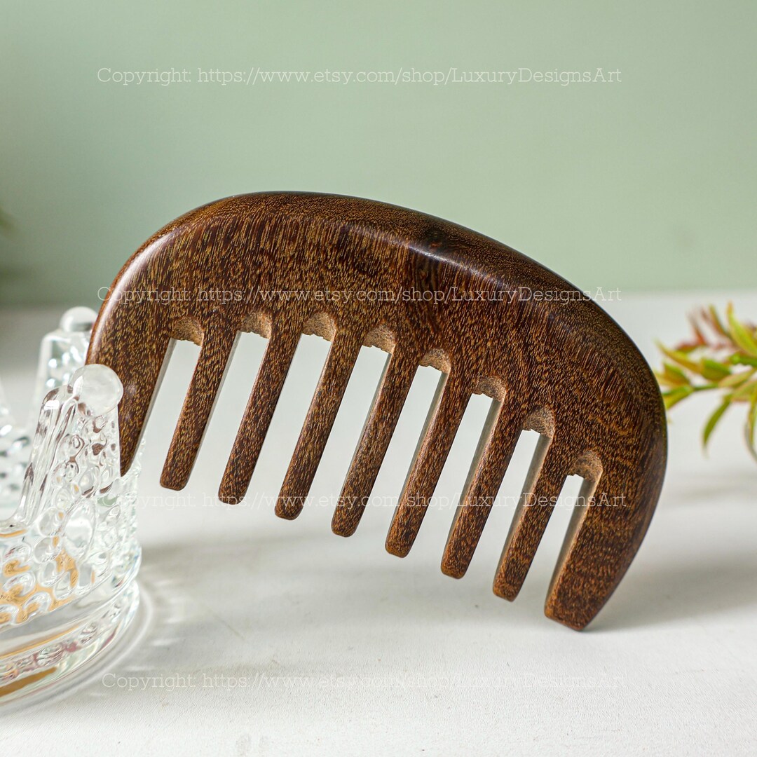 Personalized Natural Rosewood Wide Teeth Comb Curly, Ruffled Hair ...