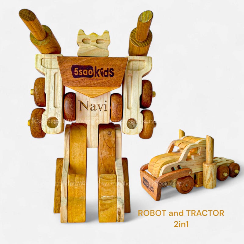Wood Block Robot - Etsy