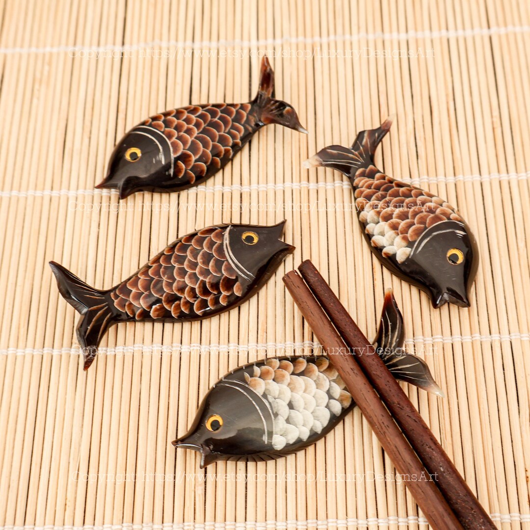 Fish Chopstick Rest, Natural Buffalo Horn Hashioki Chopstick Rest ...