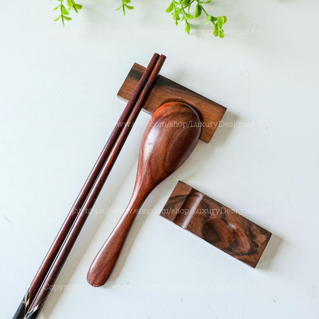 Natural Ebony Spoon and Chopstick Rest, Rosewood Chopstick Rest ...