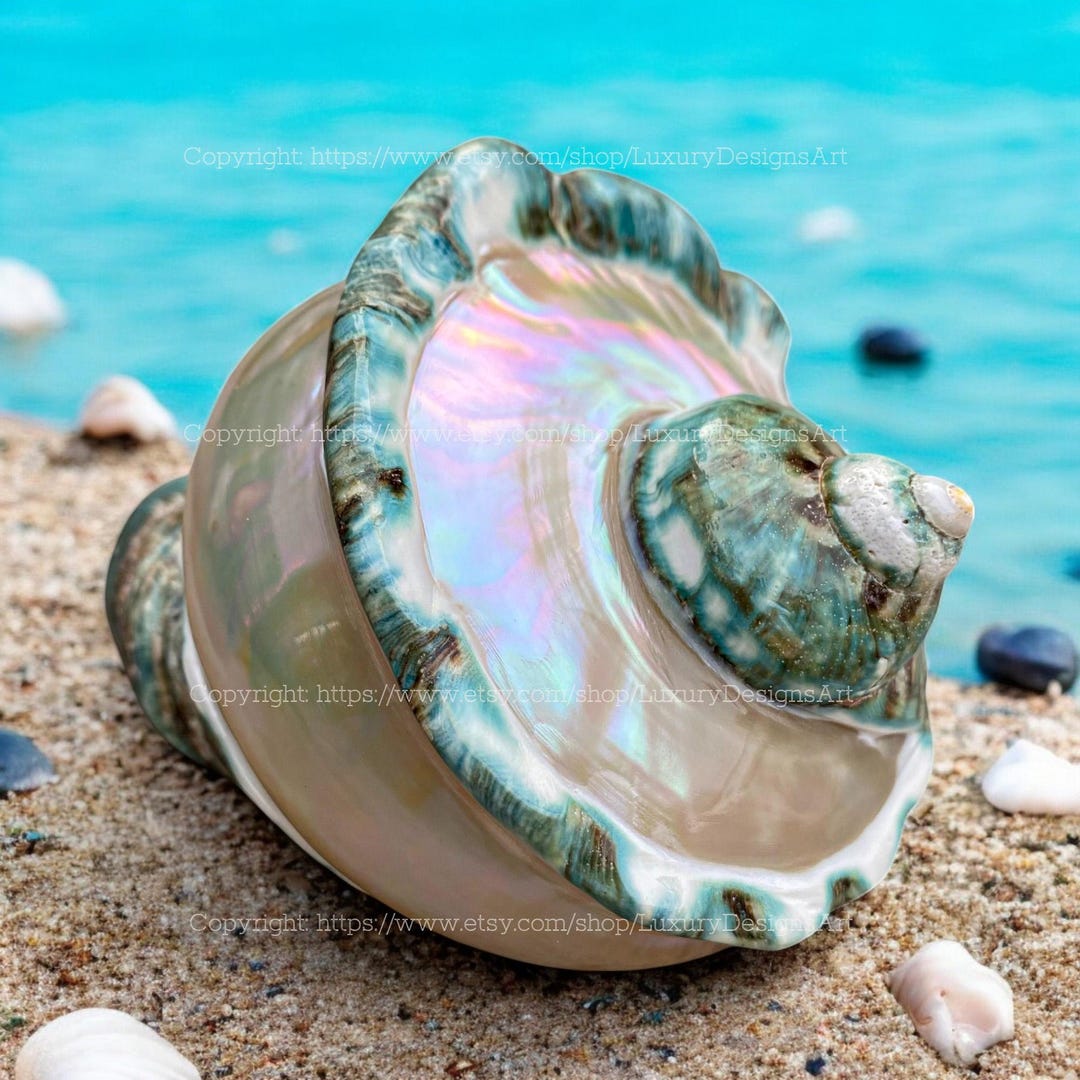 Large Conch Shell Giant Green Marmoratus Turban Shell Mother of Pearl ...