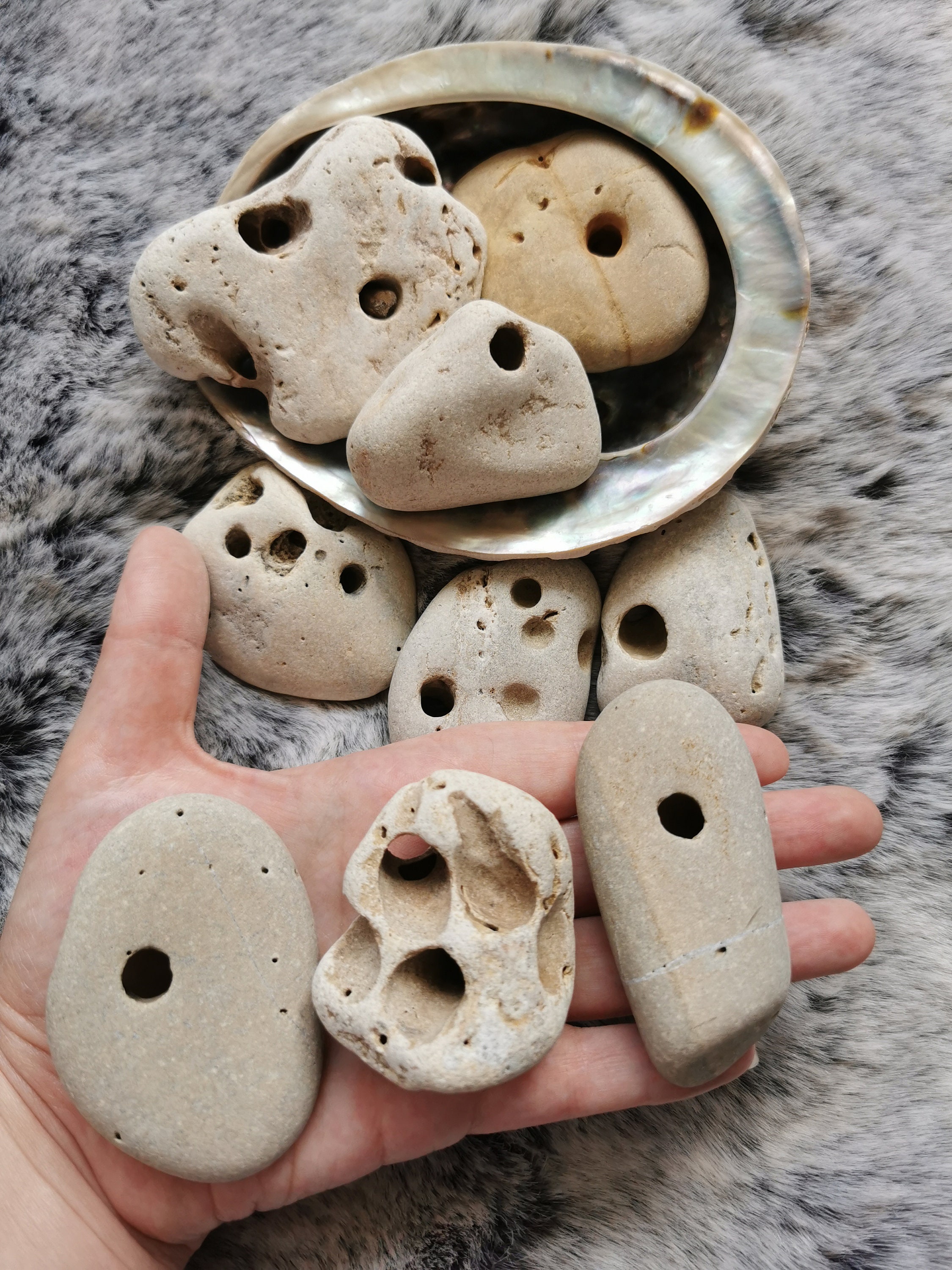 ONE RANDOM Natural Hag Stone - Various Sizes - Sacred Rare Rock Pebble ...