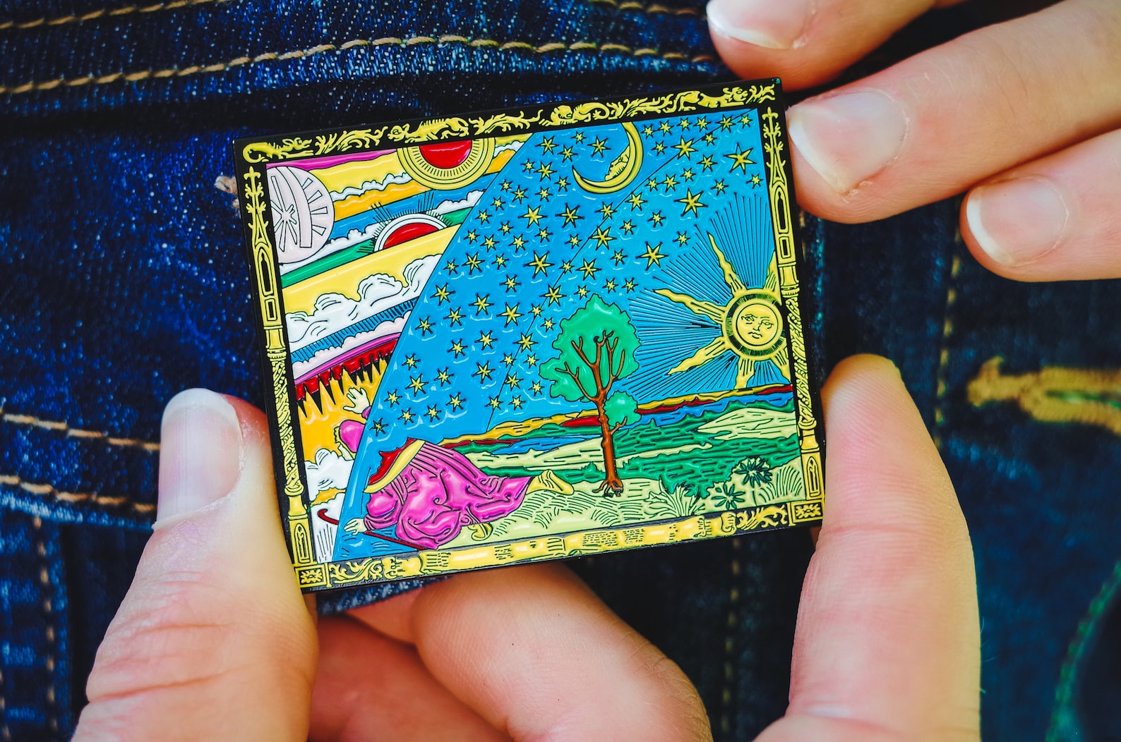 Flammarion Engraving Enamel Hat Pin Spirituality | Etsy