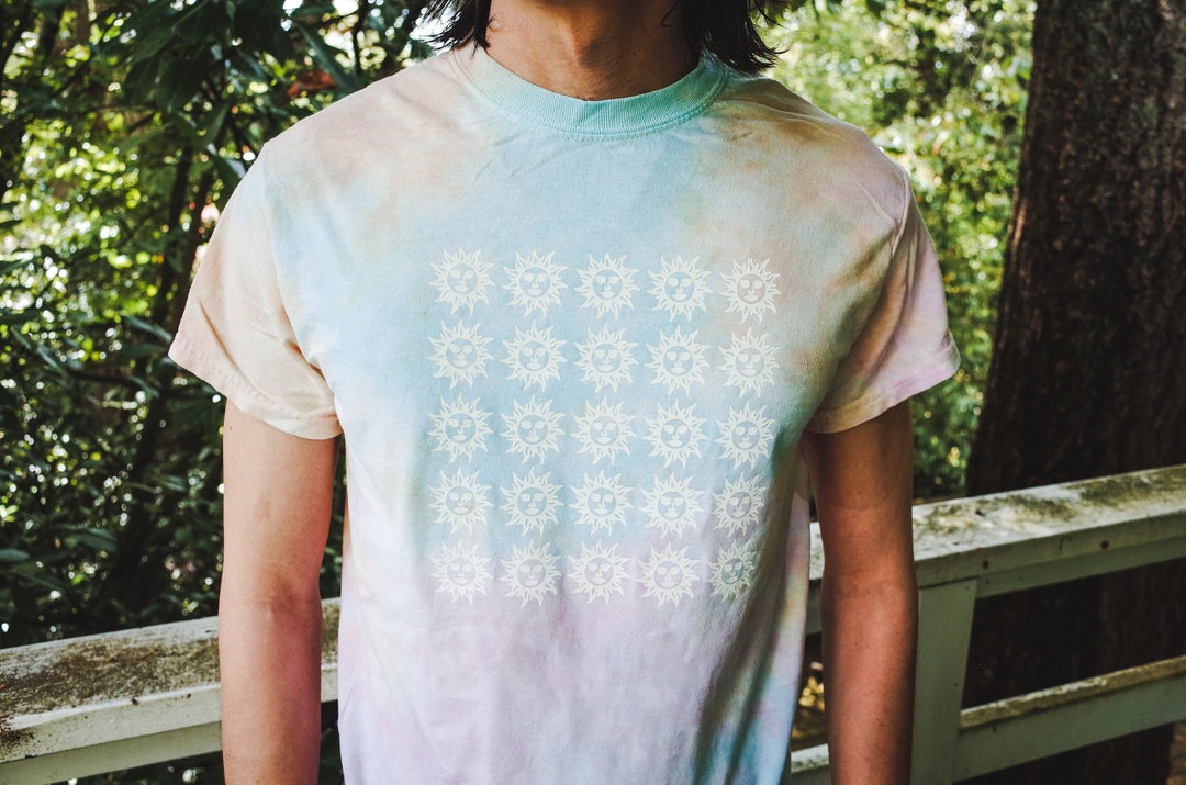 VAPORWAVE orange Sunshine Tie-dye Screenprinted T-shirt, Vintage Acid ...