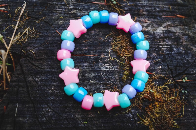 PASTEL GOTH #3 Kandi Kawaii Bracelet, Nu Goth Aesthetic Raver Pony Bead ...