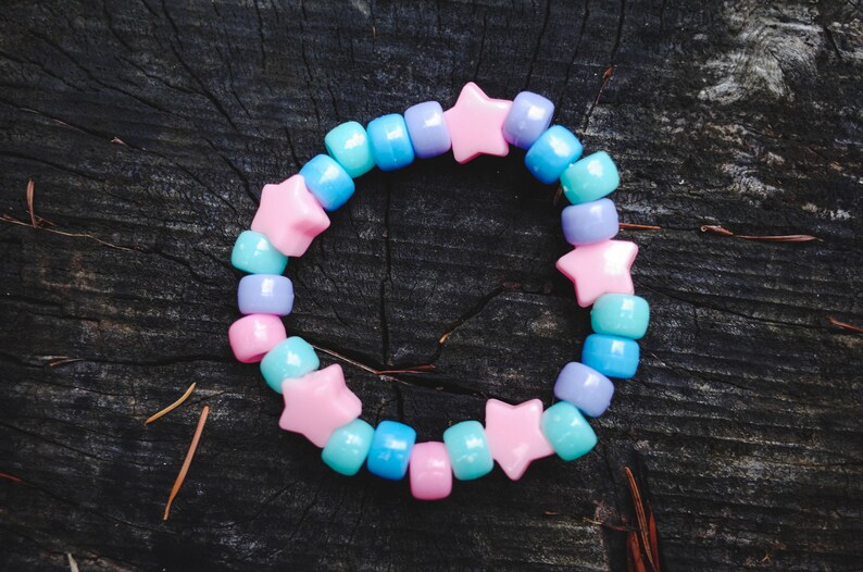 PASTEL GOTH #3 Kandi Kawaii Bracelet, Nu Goth Aesthetic Raver Pony Bead ...