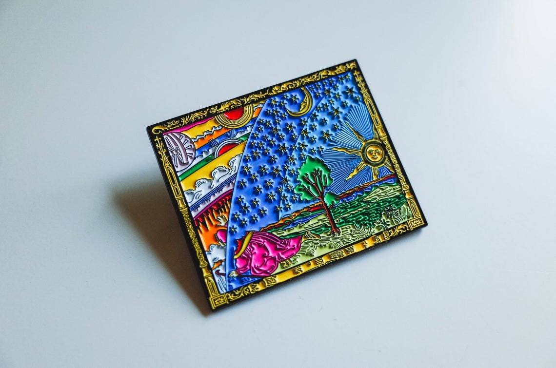 BLACK "flammarion Engraving" Screenprinted T-shirt Psychedelic Magical ...