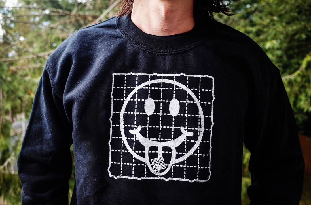 Smiley Face Acid Blotter SWEATSHIRT, Crewneck Pullover, Screenprinted ...