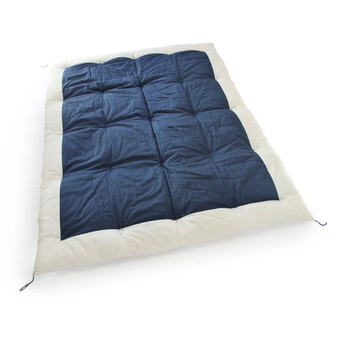 Handmade Japanese Kake Futon Quilt, Organic Cotton Fill, Navy - Etsy