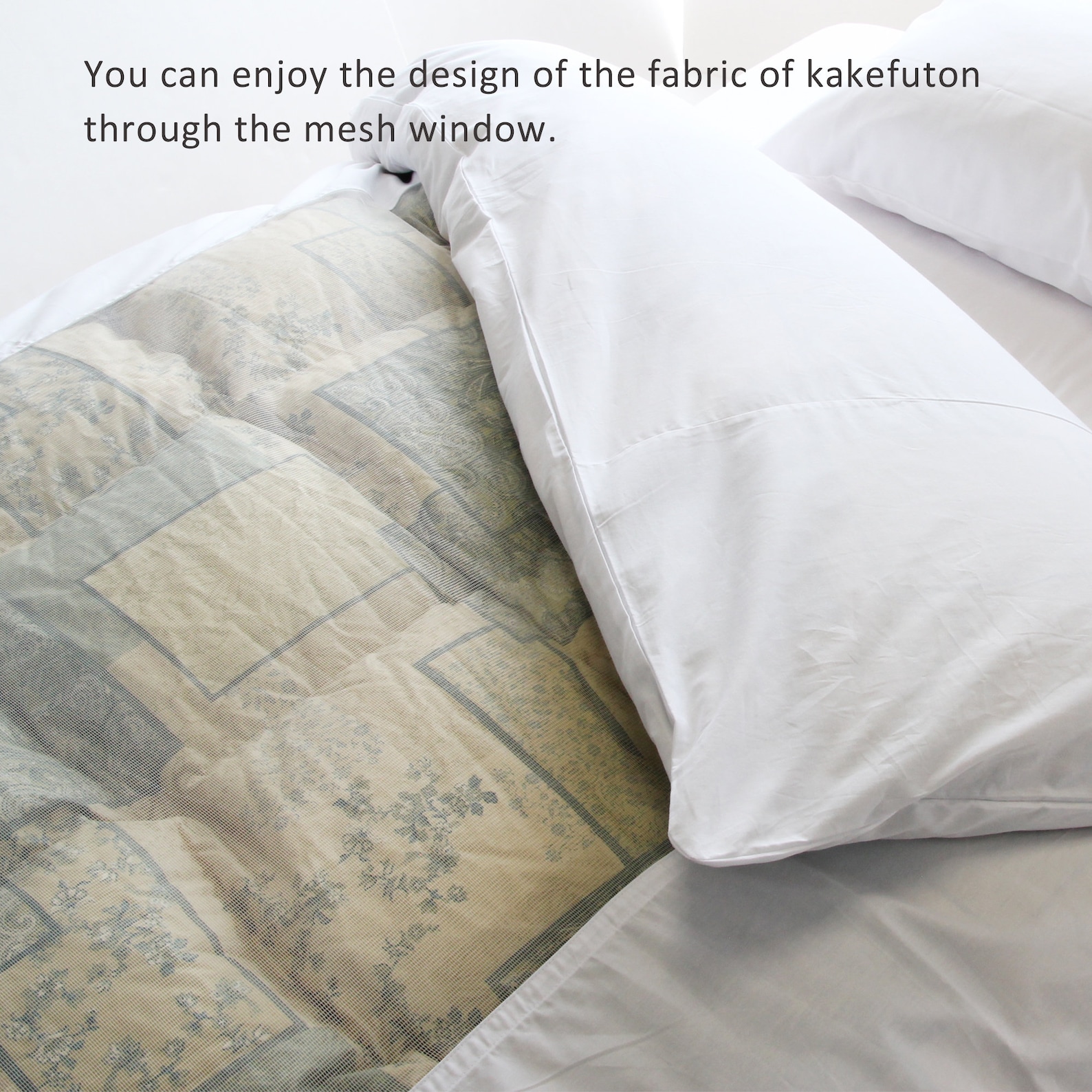 Cover for Futon QUILT, Mesh Window Type, Pure White, Japanese Kakefuton ...