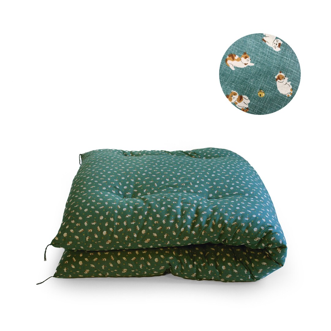 Handmade Japanese Futon, Suzuneko Cat Pattern, Natural Cotton ...