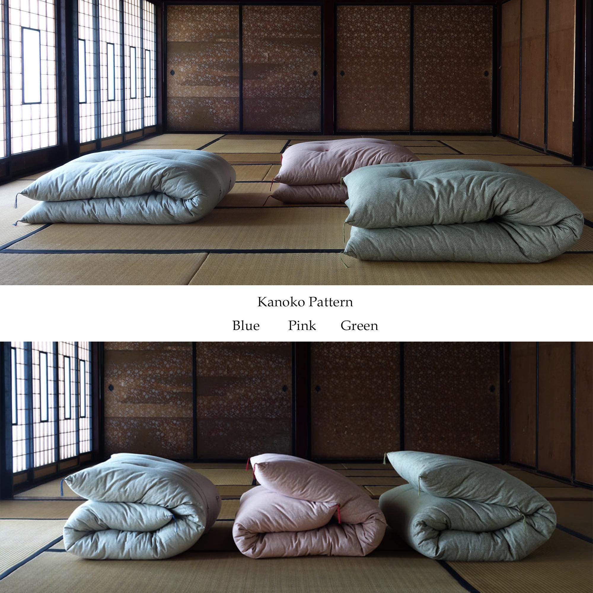Handmade Organic Cotton Japanese Futon, Kanoko Pattern Green - Etsy