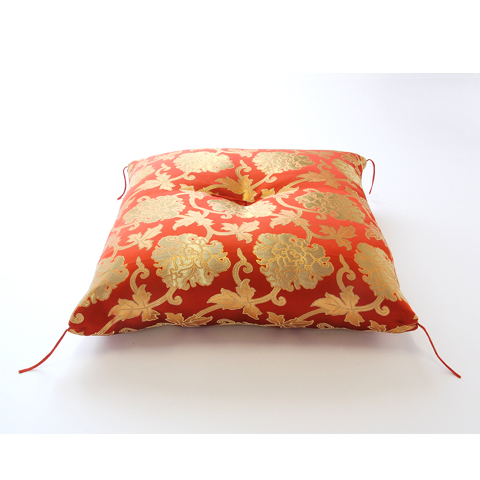 Handmade Gold Silk Zabuton, Shoken Kinran Peony Botanic Pattern - Etsy
