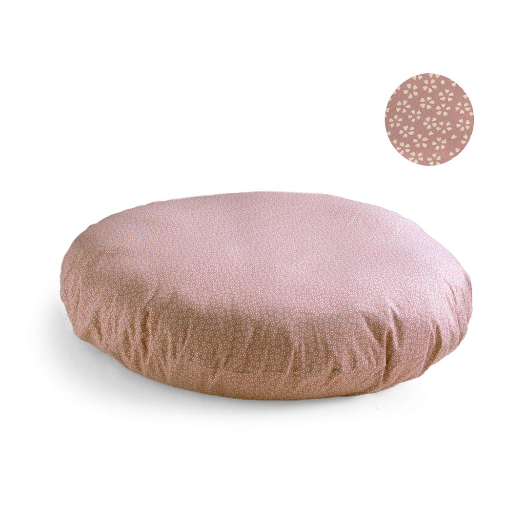 Set of a Cushion Inner and a Pink Sakura Pattern Cover Red, Round ...