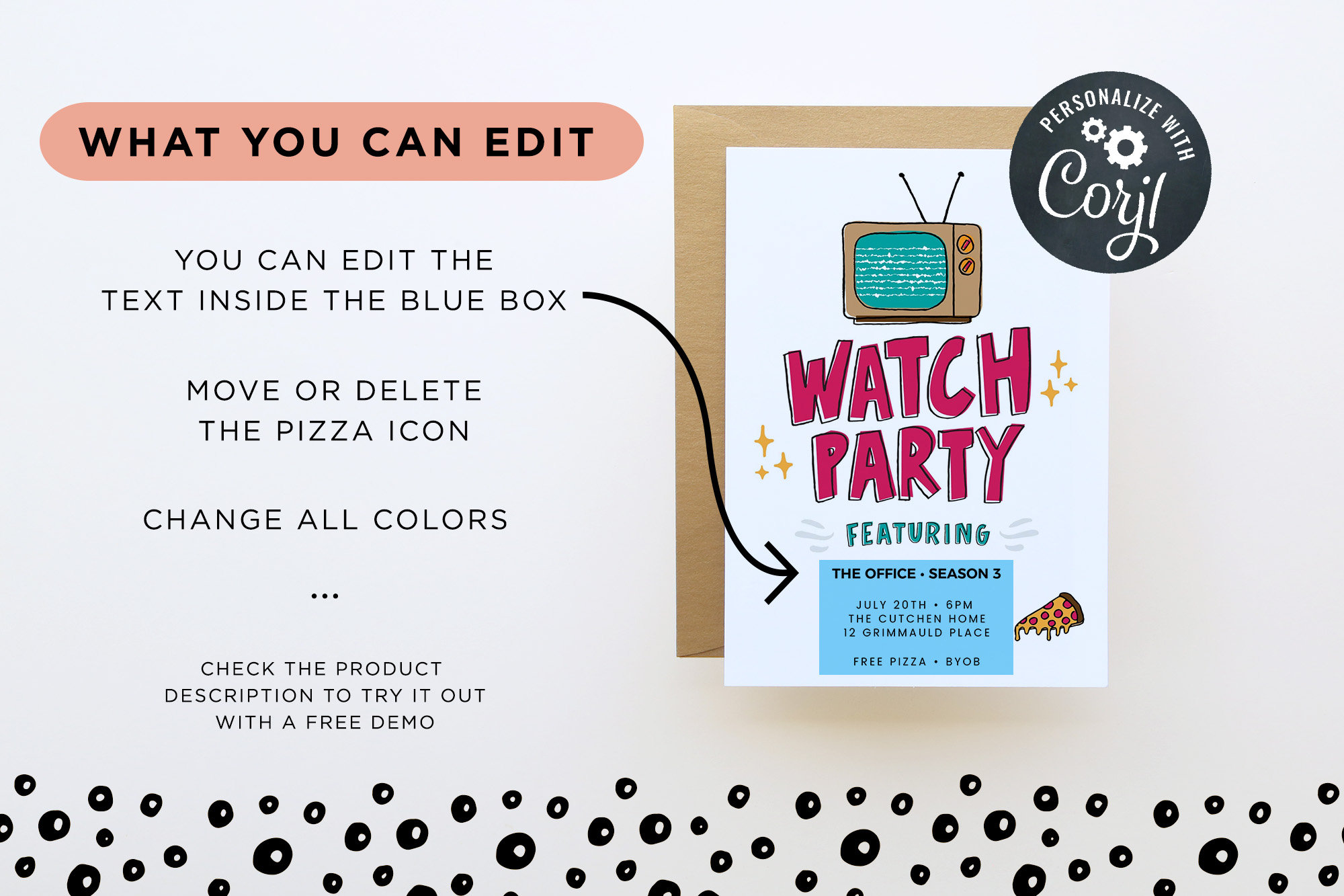 Watch Party Invite • Instant Download • Movie Night • TV Show Night ...