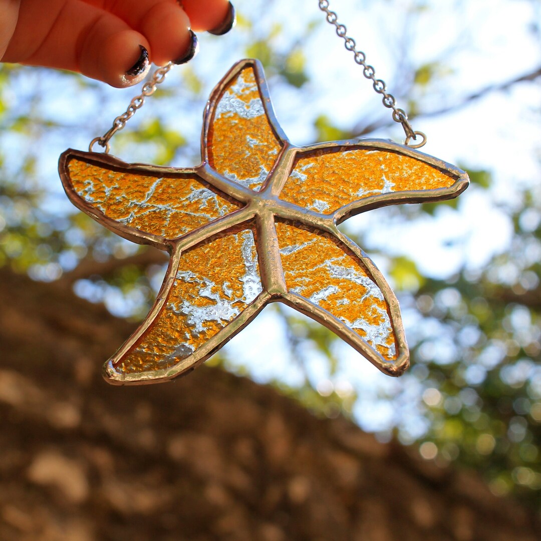 Stained Glass Window * Sand Starfish *, Hand-painted - Etsy