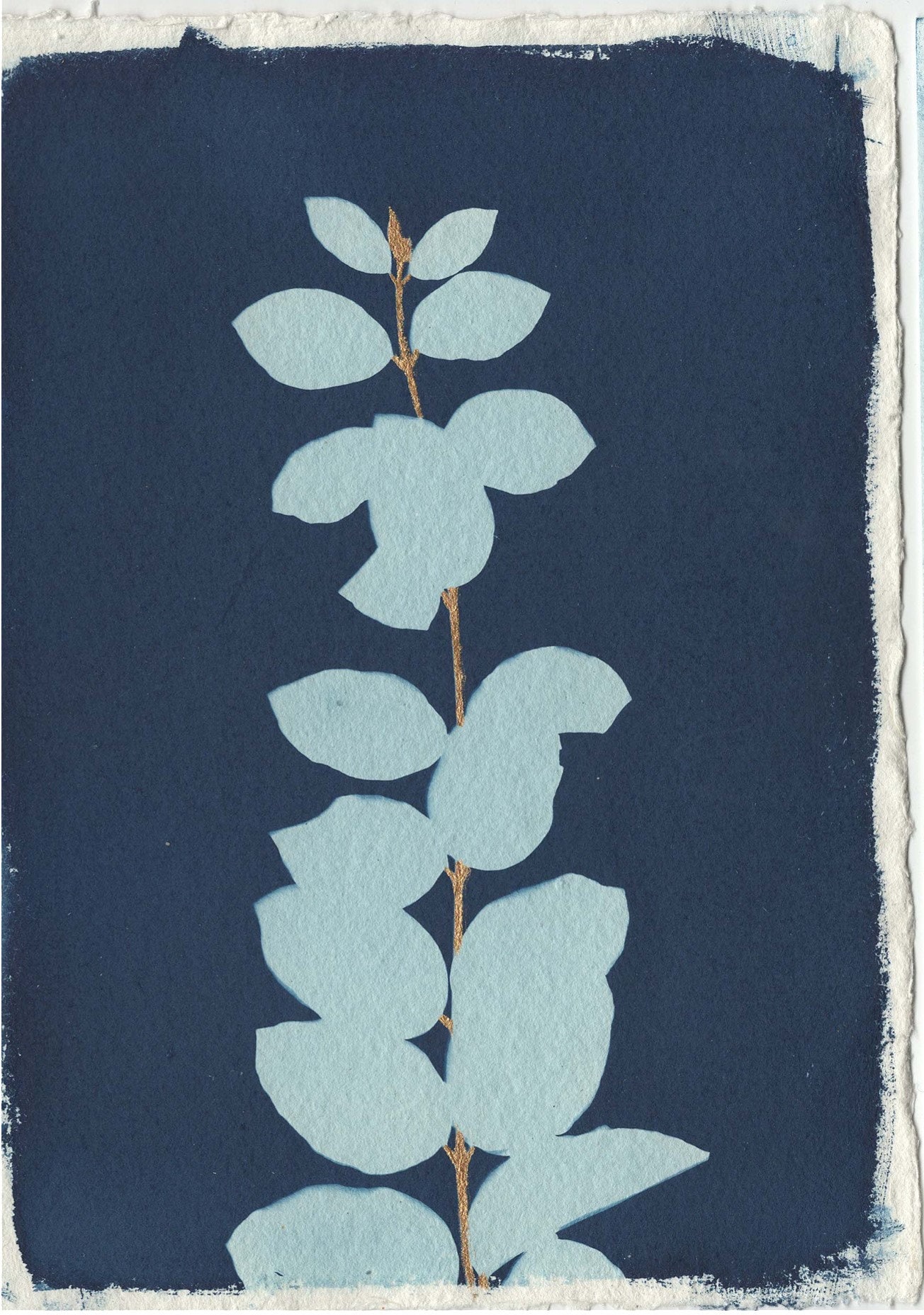 Gold Stem Cyanotype Botanical Art Print - Etsy