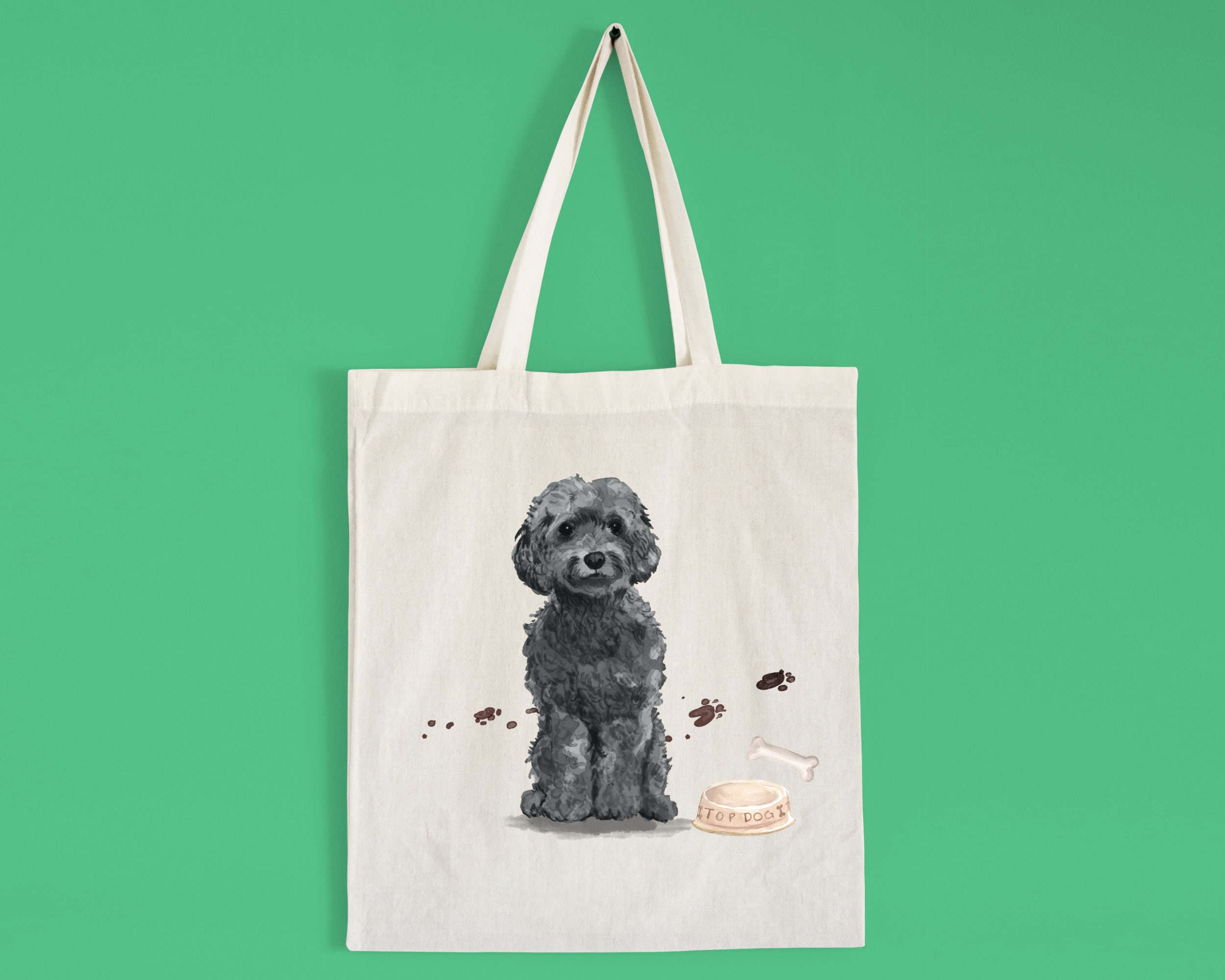 Personalised Black Cockapoo Dog Natural Cotton Tote Bag Add | Etsy UK