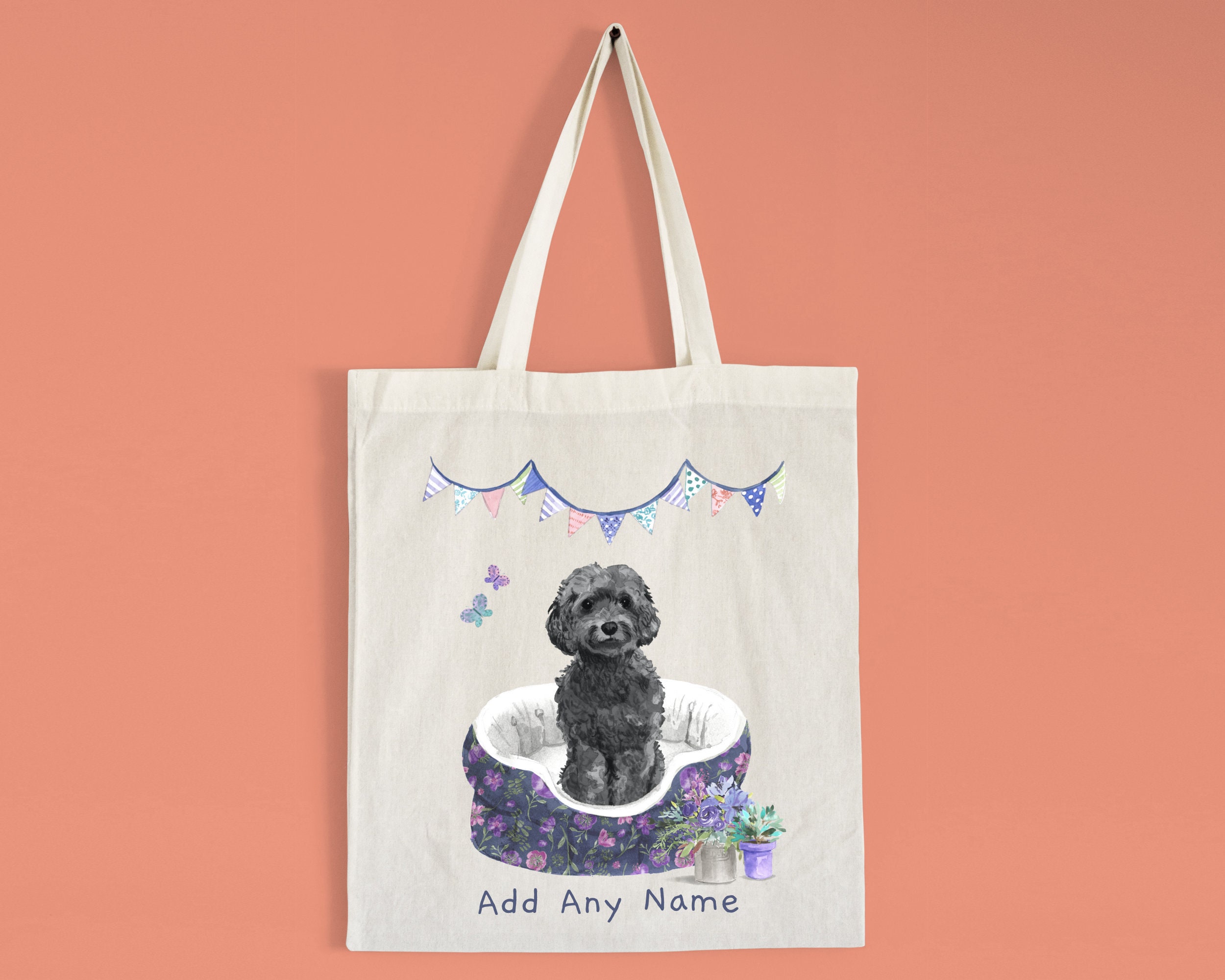 Personalised Black Cockapoo Dog Natural Cotton Tote Bag Add | Etsy UK