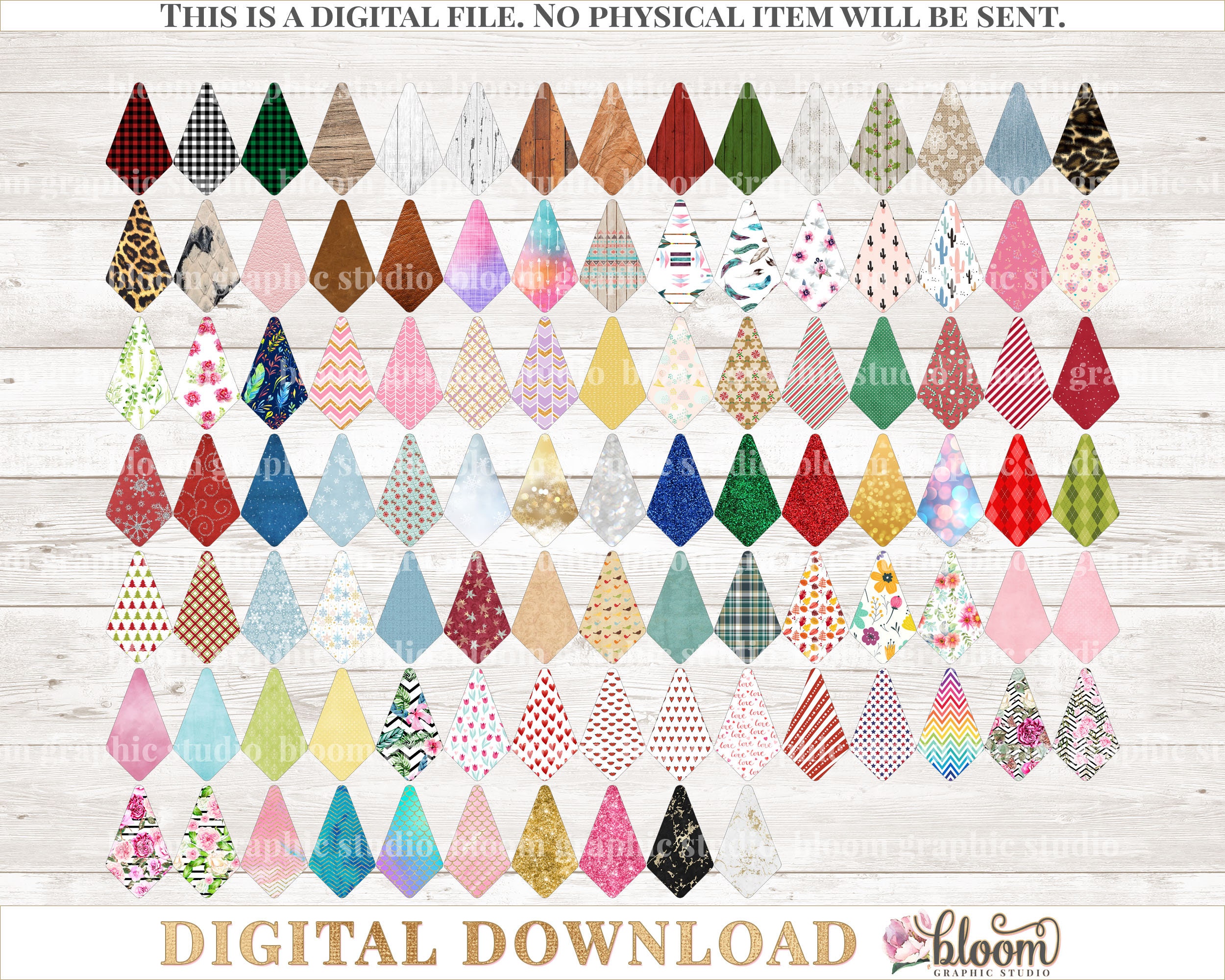 Drop Diamond Earrings - 100 Sublimation Earring Designs for Digital ...