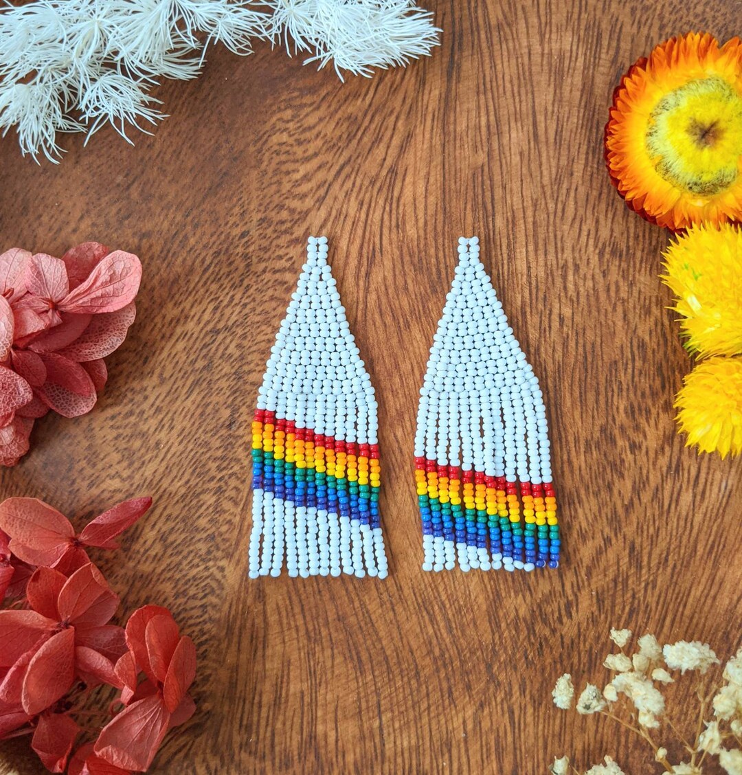 Handmade Rainbow Hippie Pride Beaded Earrings - Etsy