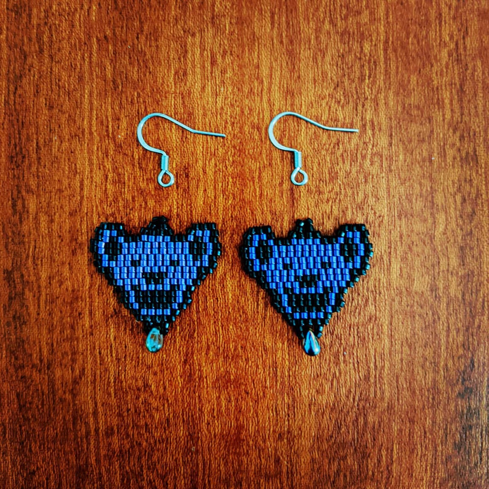 Handwoven Dancing Bear Glass Bead Grateful Dead Seed Bead Earrings ...