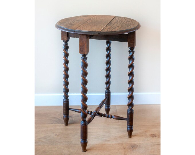 Oak Barley Twist Table, Antique Drop Leaf Table With Turned Legs ...