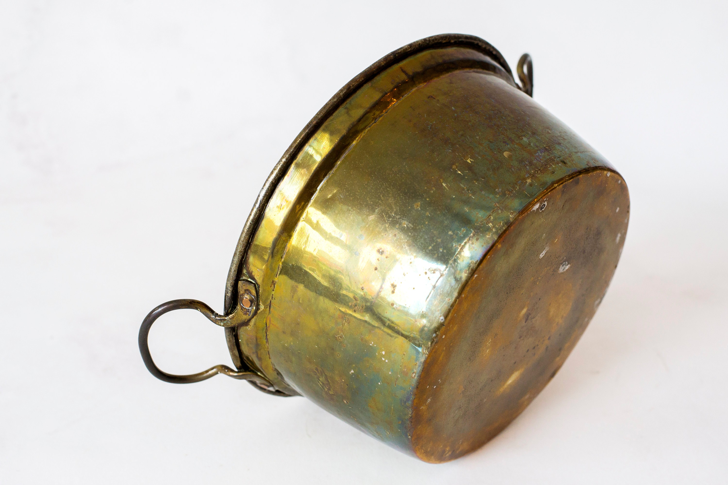 Large Brass Pot With Handles Vintage Planter Gold Kettle Etsy