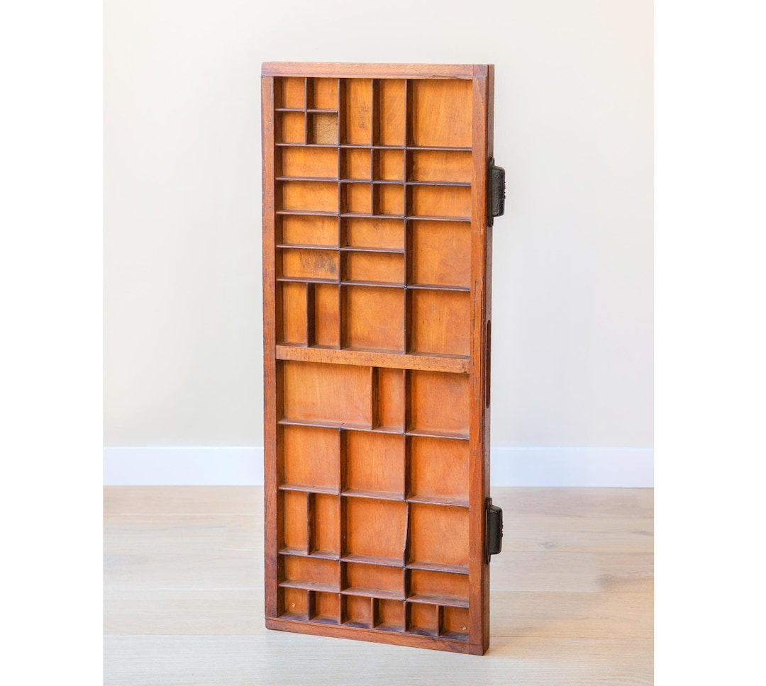 Antique Letter Press Tray With Two Metal Handles, Old Wooden Printers ...