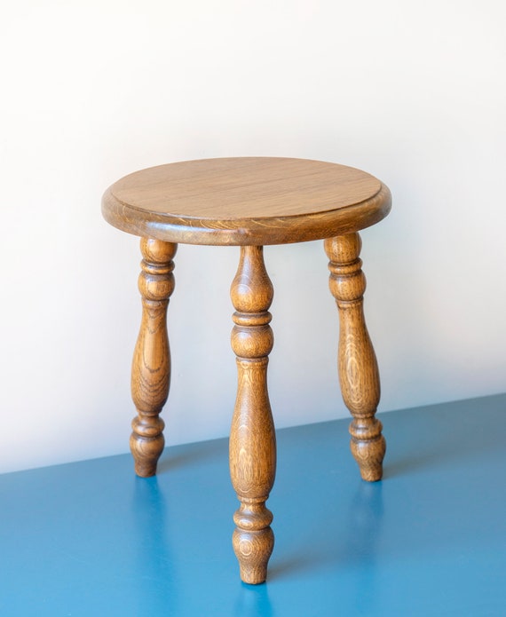 Oak Wooden Stool With Carved Legs Antique Tripod Table Old Farmers Stool Rustic Plant Stand Small Side Table Farmhouse Decor Etsy UK