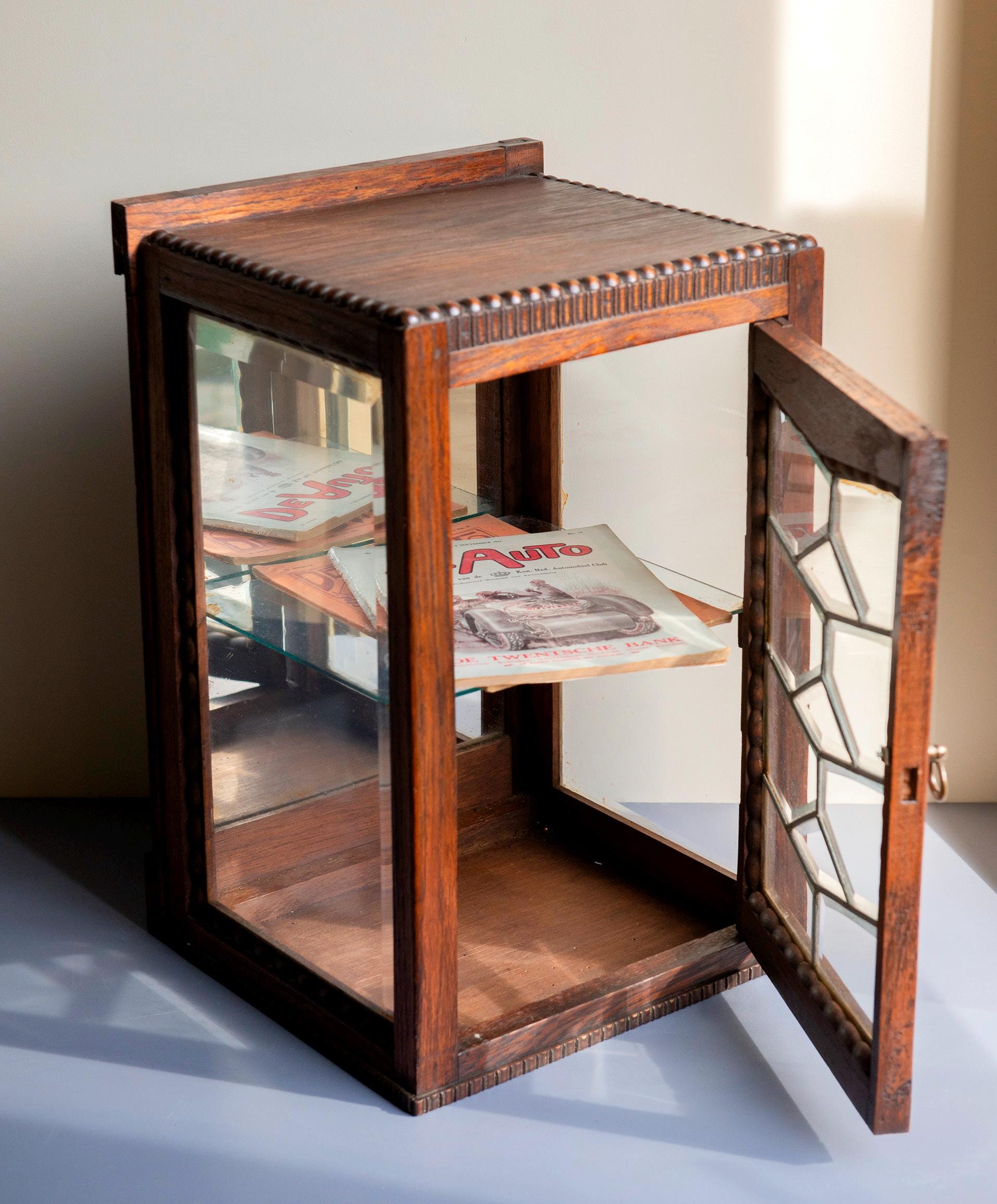 Antique Display Case, Oak Apothecary Chest With Glass Window, , Art ...