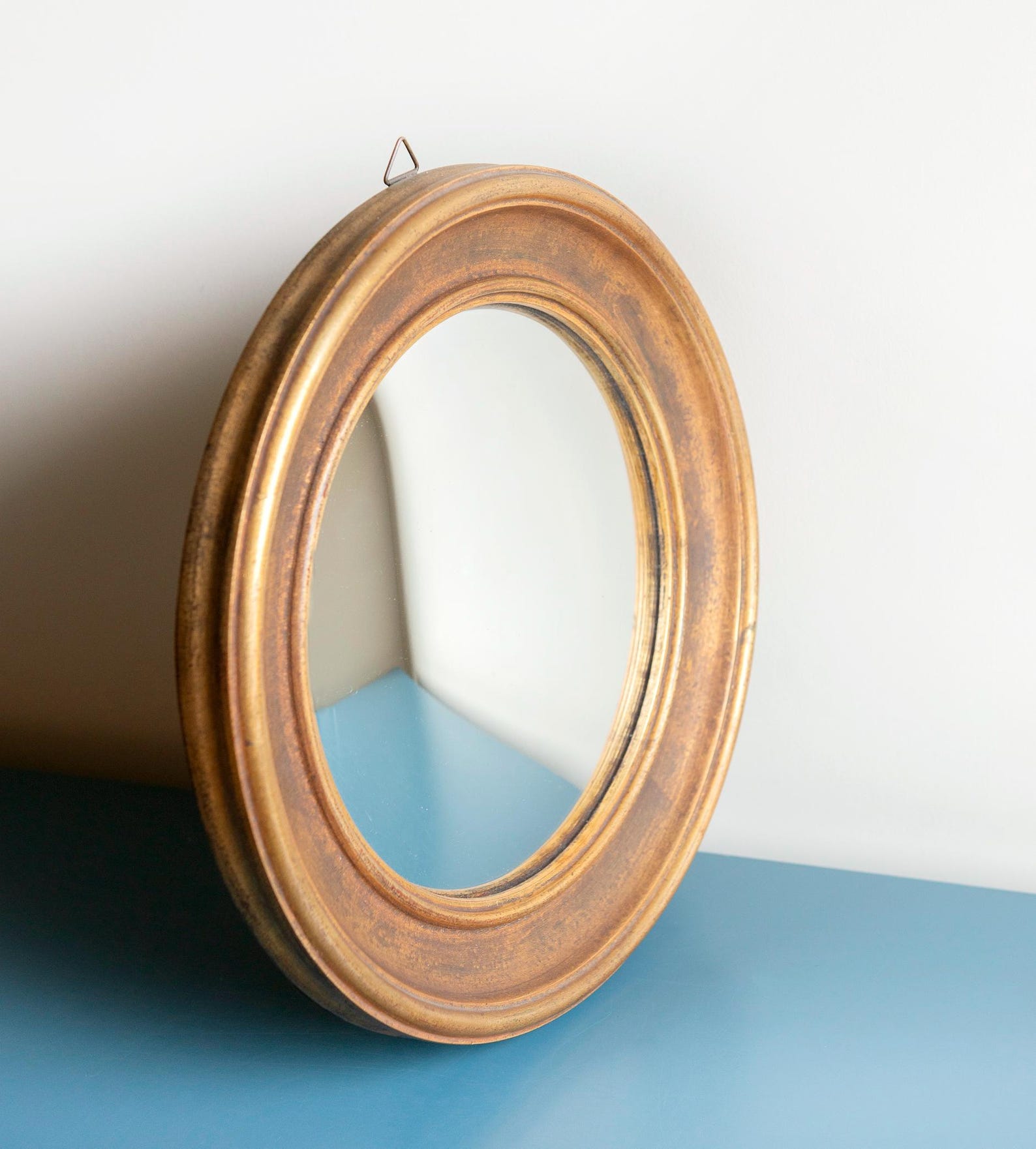 Round Gold Convex Wall Mirror, Mid Century Butler Mirror, 1950s Design ...