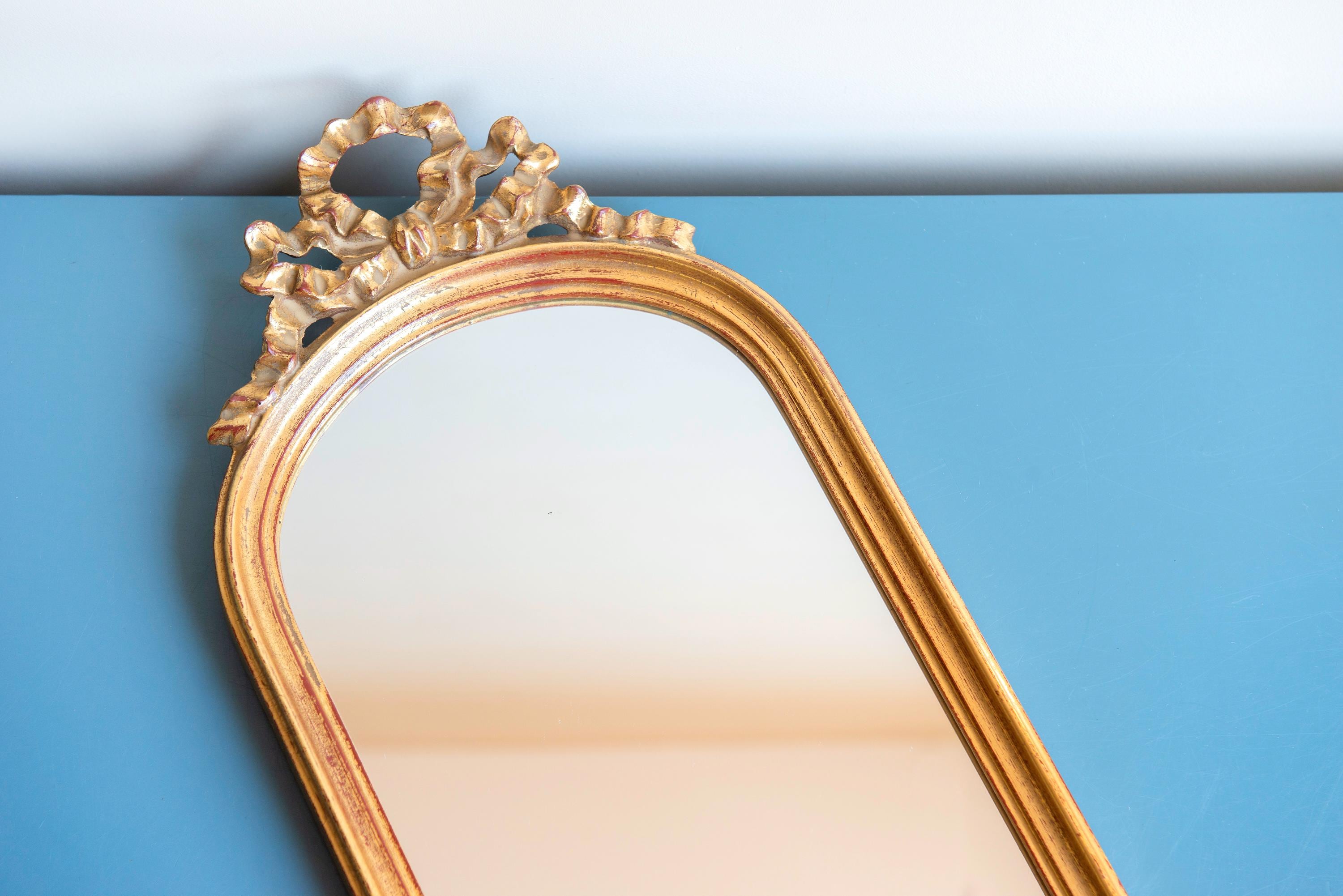 Golden Arch Mirror With Bow, Belgian Wooden Mirror, Deknudt, Baroque ...