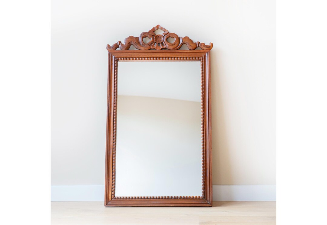Tall Wooden Mirror With Bow, Victorian Style Wall Mirror, Large Hand ...